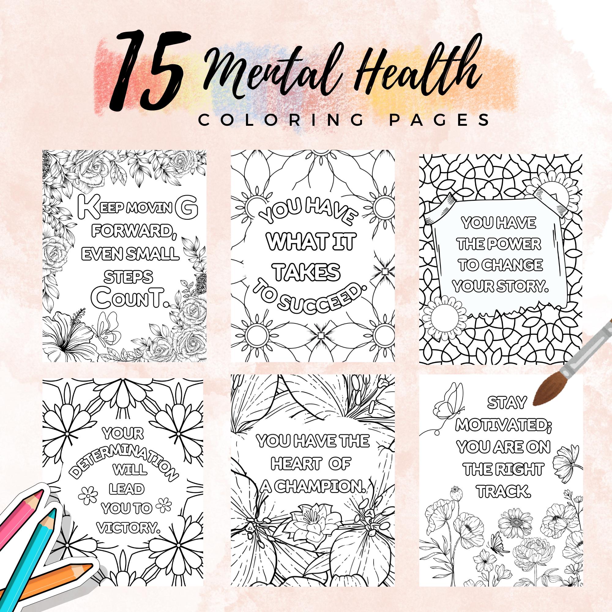 15 Mental Health Coloring Pages | Anxiety Relief Activity | Coloring ...