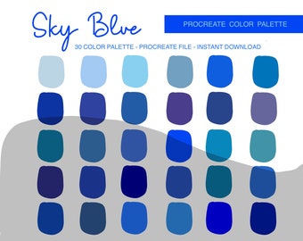 Blue Sky Procreate Palette, 30 HEX Color Codes, Instant Digital ...