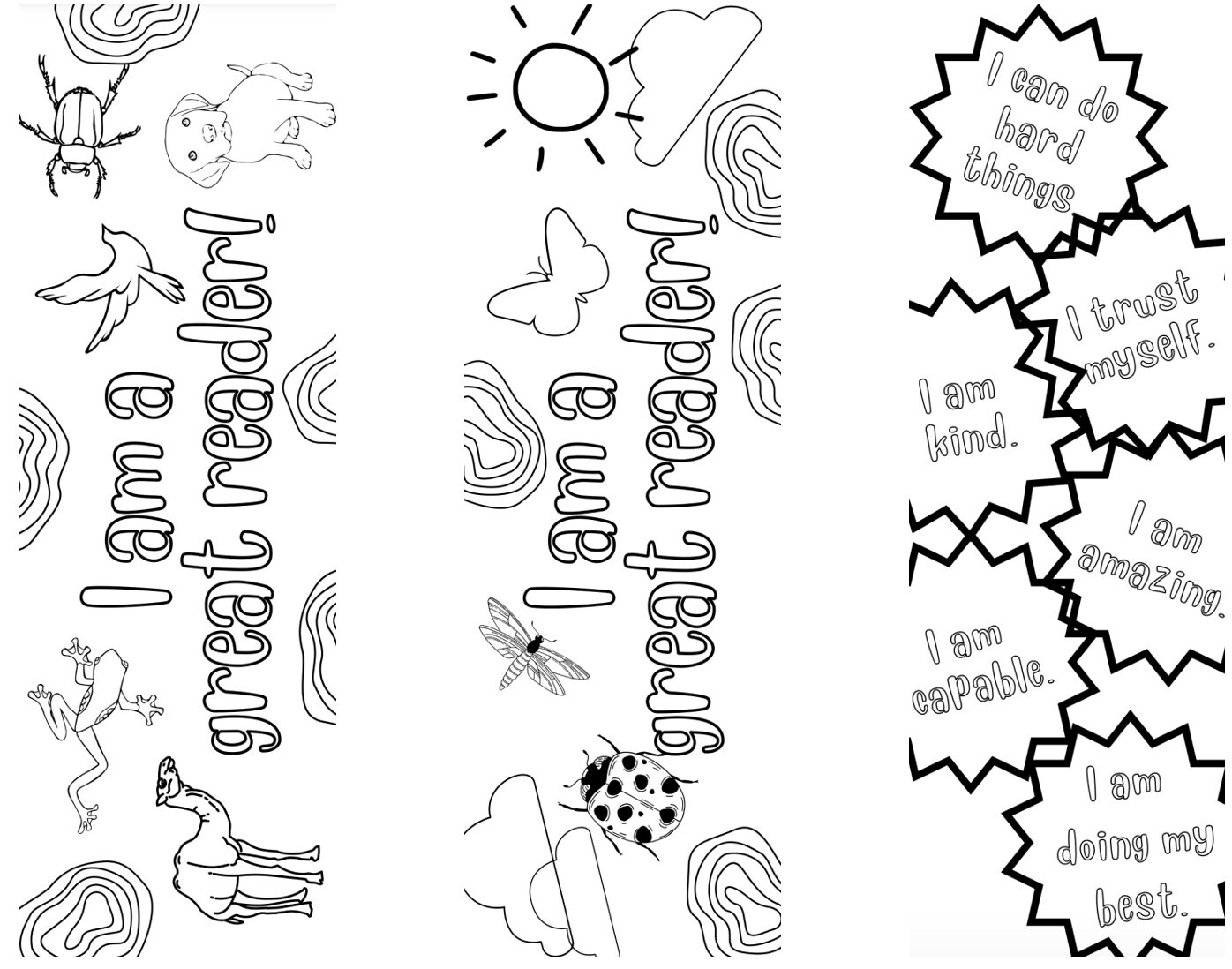 Affirmations Themed DIY Coloring Page Bookmarks - Etsy
