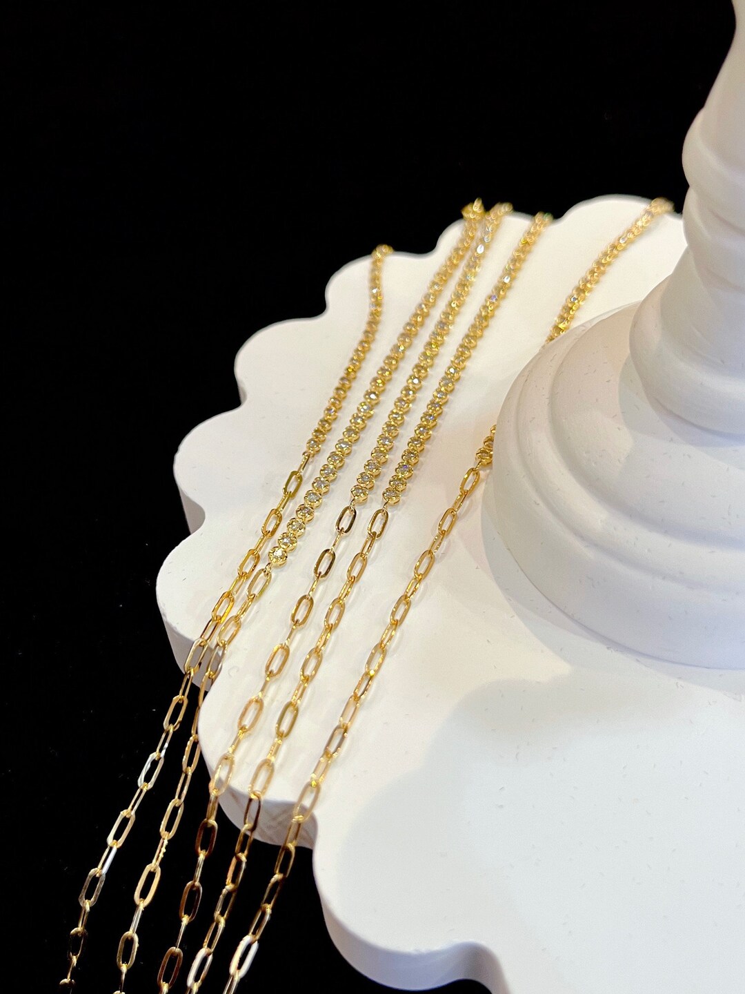 18k Solid Gold Tennis Bracelet, 18k Gold Genuine Natural Diamond ...