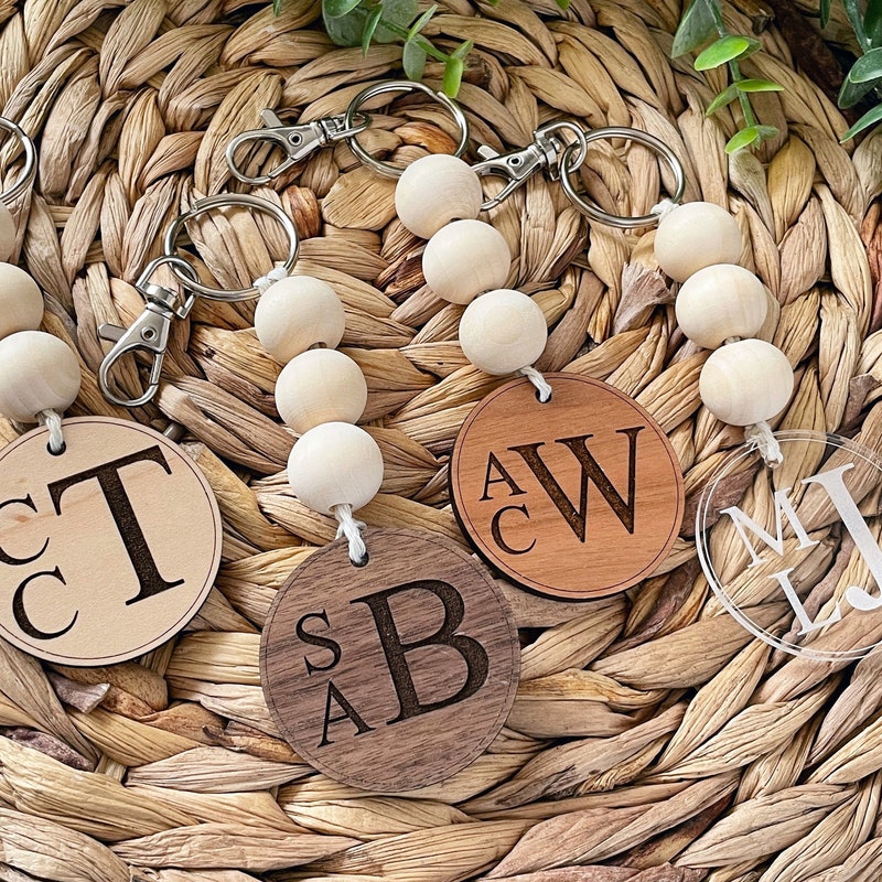 Wood Bead Keychain - Etsy