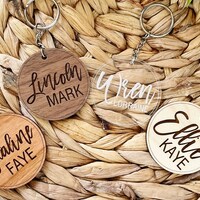 Personalized Wooden Name Keychain | Custom Engraved Wood Keyring ...