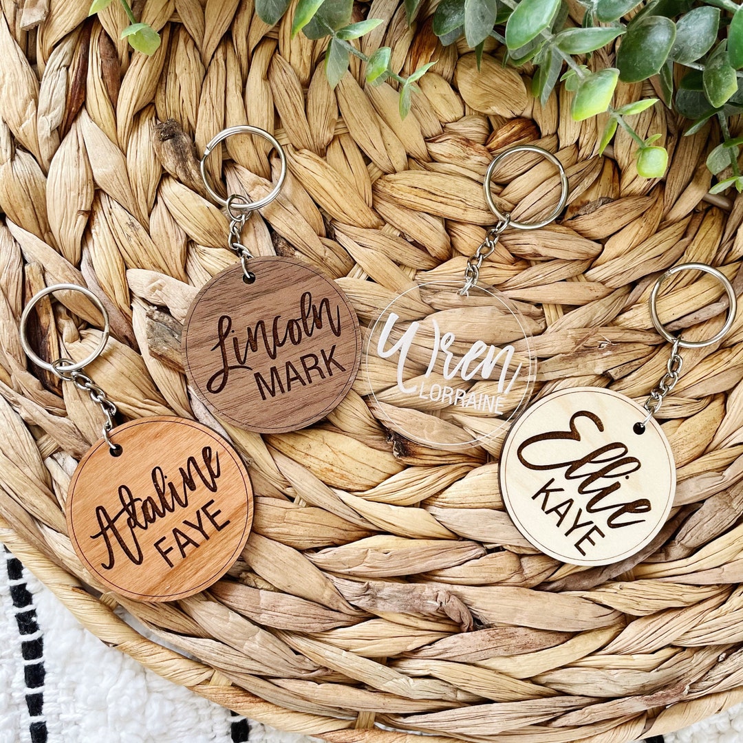 Personalized Engraved Wooden Name Keychain, Name Keychain, Childs ...