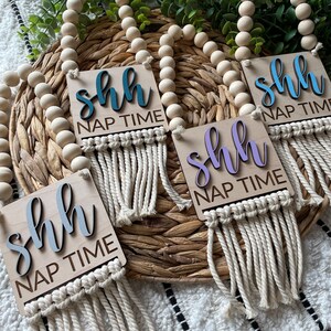 Nap Time Wooden Sign, Nursery Door Sign, Personalized Sign, Macrame ...
