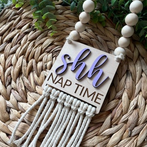 Nap Time Wooden Sign, Nursery Door Sign, Personalized Sign, Macrame ...