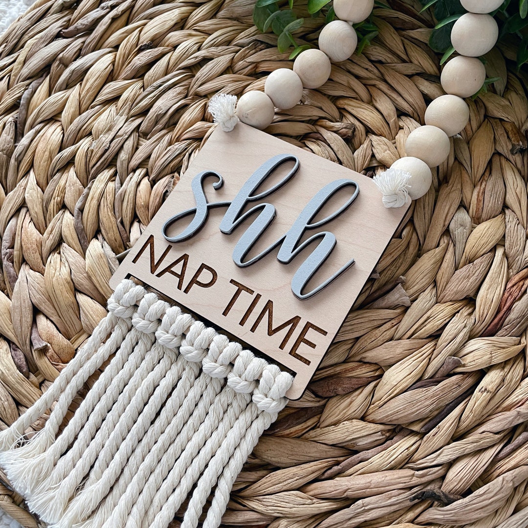 Nap Time Wooden Sign, Nursery Door Sign, Personalized Sign, Macrame ...