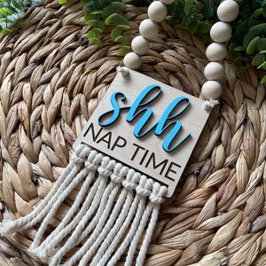 Nap Time Wooden Sign, Nursery Door Sign, Personalized Sign, Macrame ...