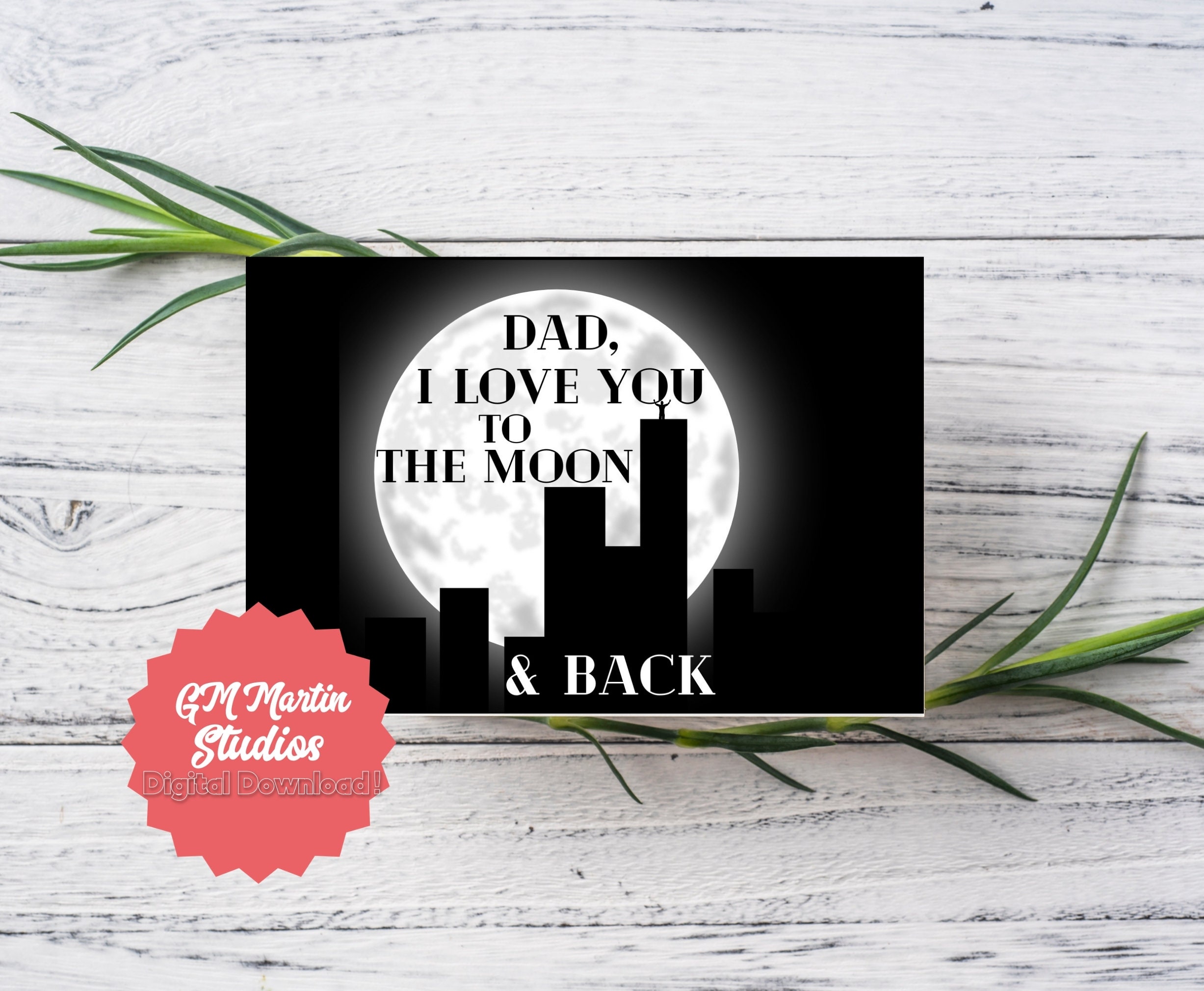 I Love You To The Moon and Back Fathers Day Card Fathers | Etsy