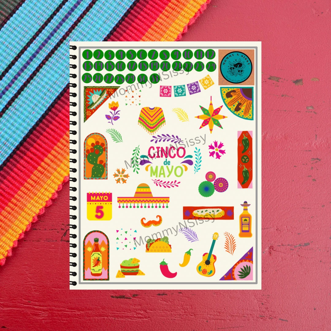 Cinco De Mayo Pre Cropped Digital Stickers | Date Dots | Digital ...