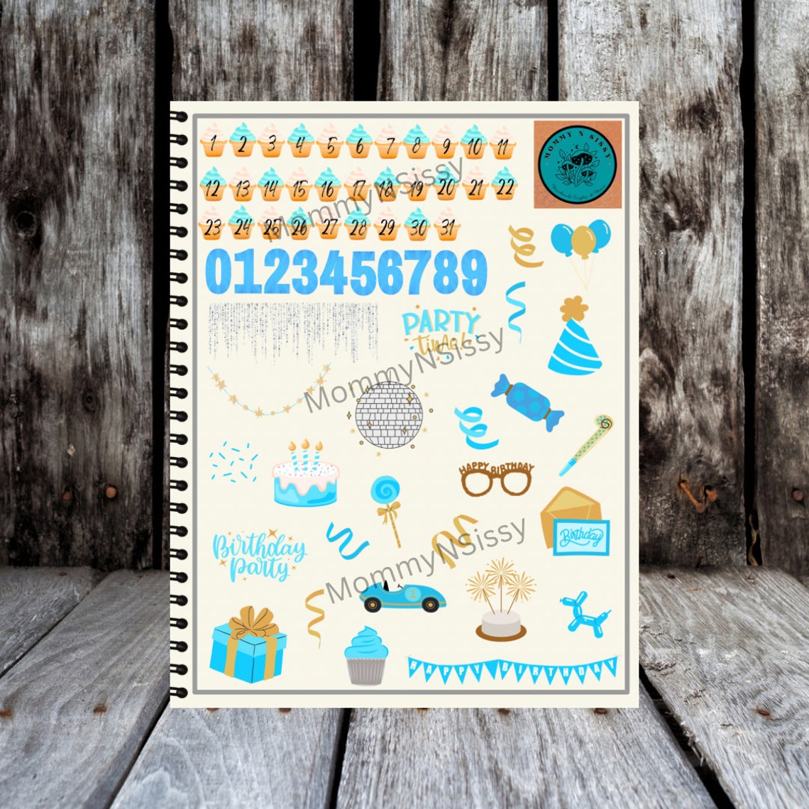Happy Birthday (blue) Sticker Sheet | Good Notes | Pre Cropped | Date ...