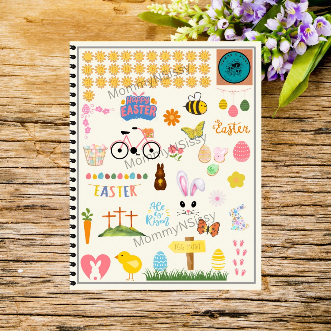 2024 Easter / Spring Digital Stickers | Goodnotes | Pre Cropped | Date ...
