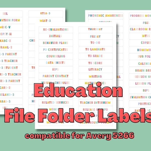 File Folder Labels - Etsy