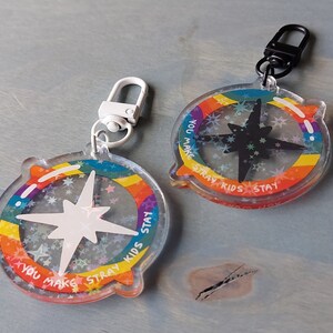 Wonky Rainbow SKZ Compass Holographic Acrylic Keychain | STRAY KIDS - Etsy