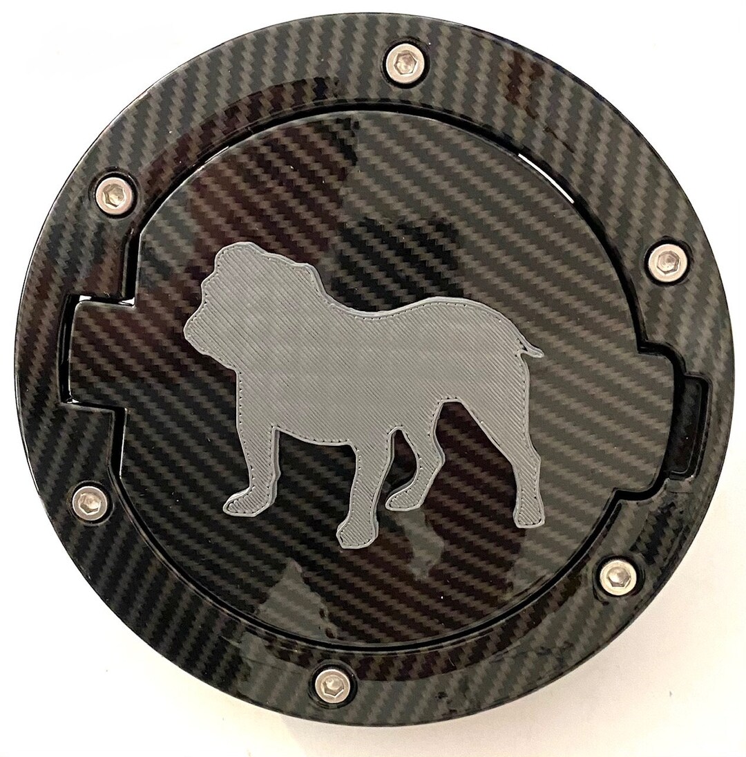 American Bulldog in 3D CARBON Fiber W Grey for Jeep JK/JKU Flag Gas Cap ...