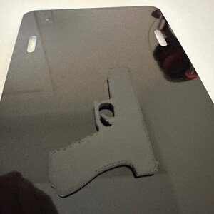 9mm Gun Silhouette Art in 3d License Plate INSERT Black With Grey ...