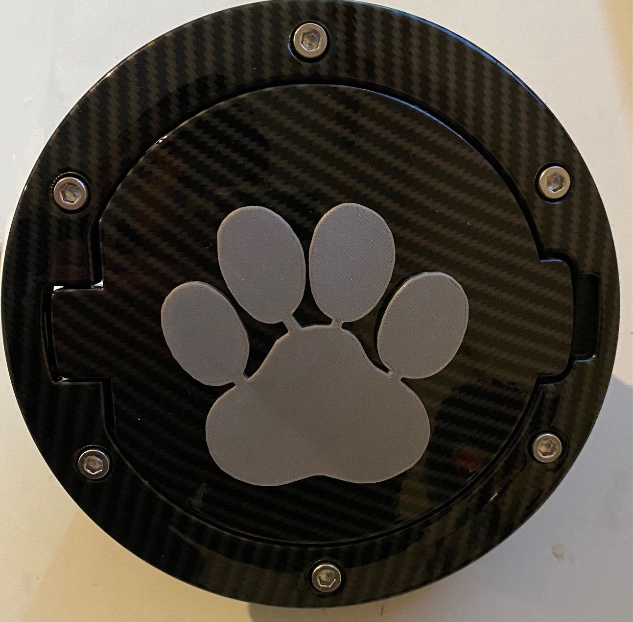 Dog Paw in 3D CARBON Fiber W Grey for Jeep JK/JKU Flag Gas Cap Cover ...