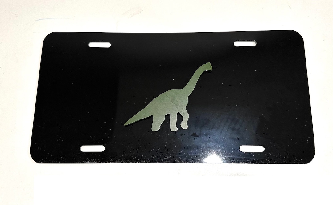 Long Neck Dinosaur in 3D- License Plate INSERT Black Army Green ...