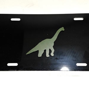 Long Neck Dinosaur in 3D- License Plate INSERT Black Army Green ...