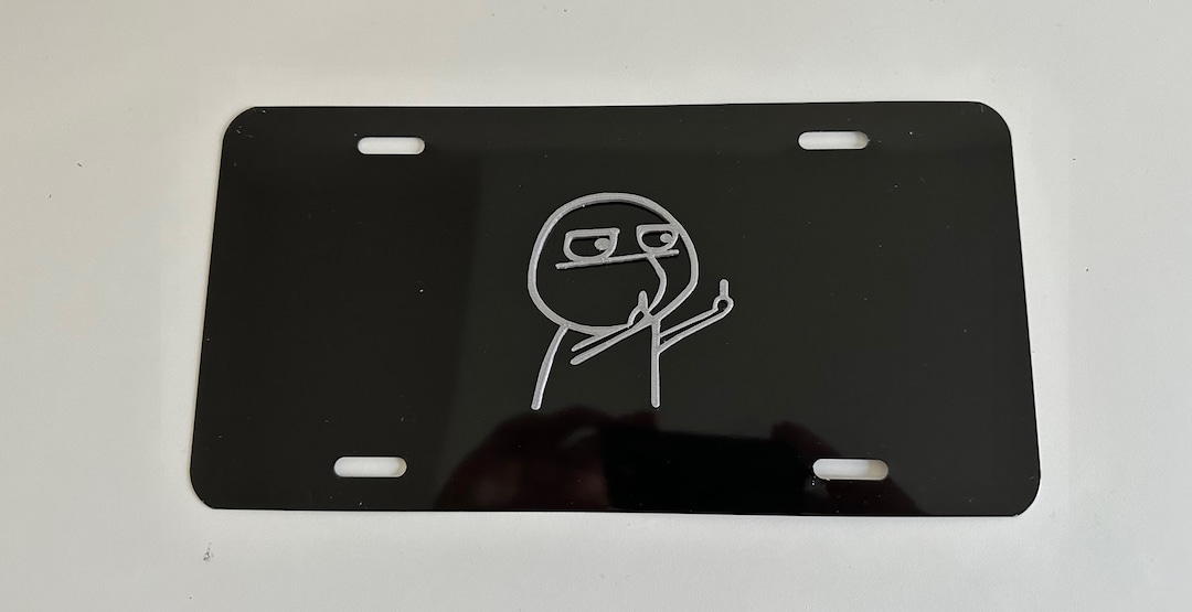 Double Middle Finger Guy Jdm in 3d - License Plate INSERT Black With ...
