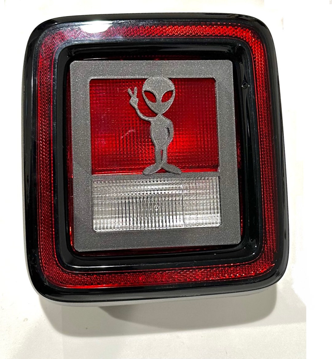 Alien Martian Peace Sign in 3D - Black for Jeep Wrangler JK/JKU/JL Rear ...