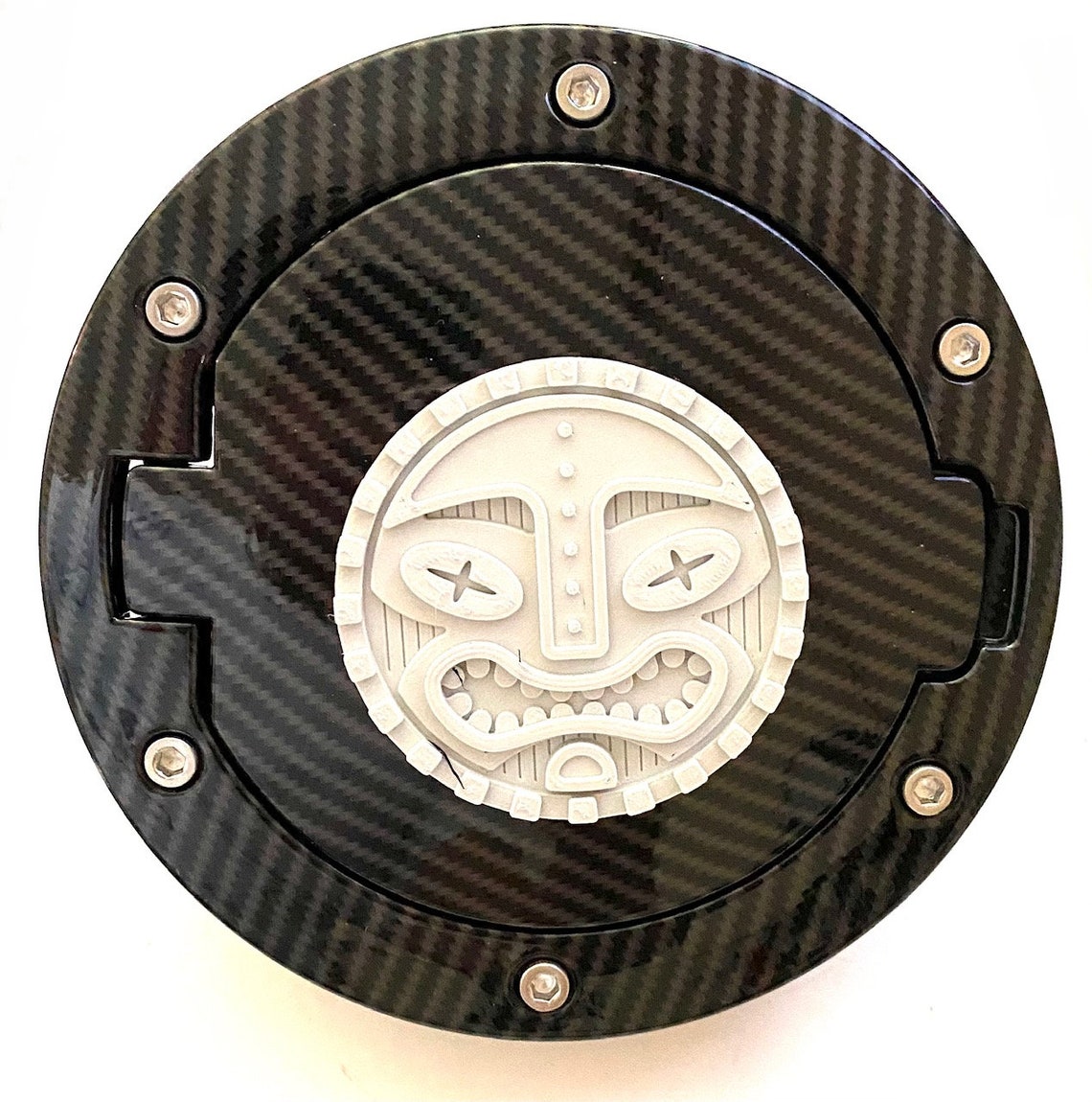 Tiki Round in 3D CARBON Fiber W White for Jeep JK/JKU Flag Gas - Etsy