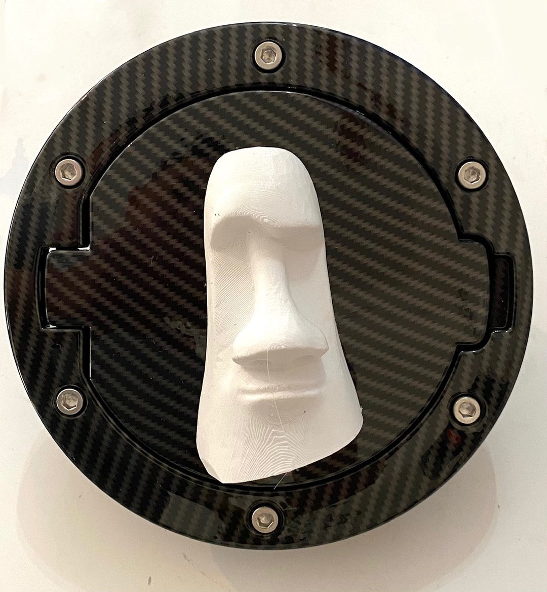 Hawaiian Moai Stone Head Tiki in 3D CARBON Fiber W White for Jeep JK ...