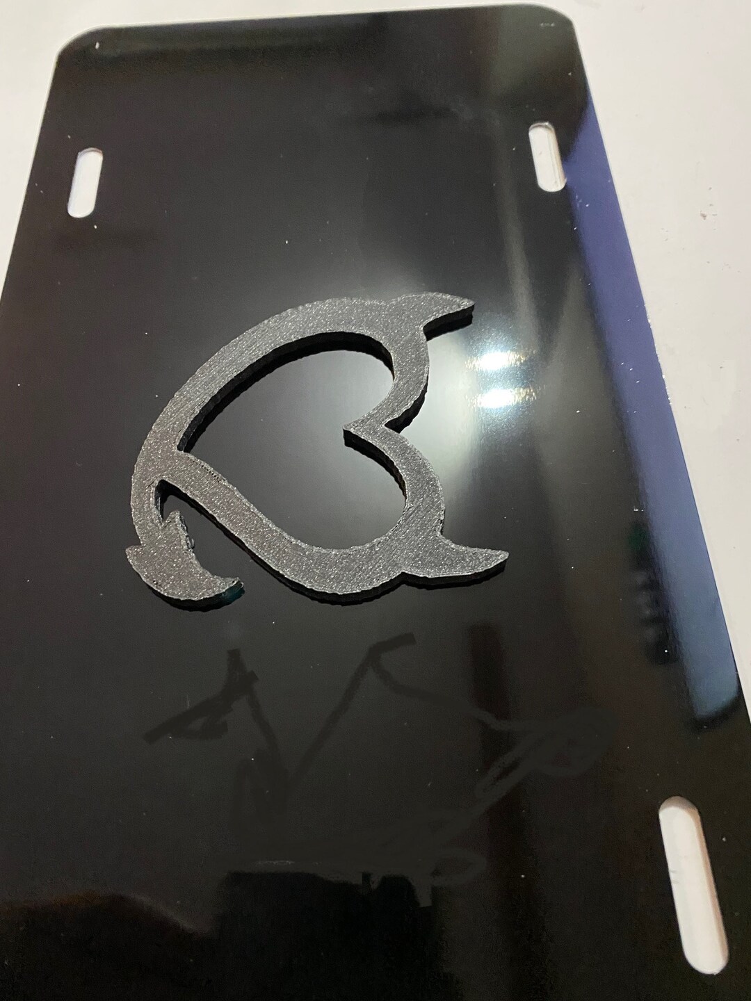 Devil's Heart in 3D Version License Plate INSERT Black W Black ...