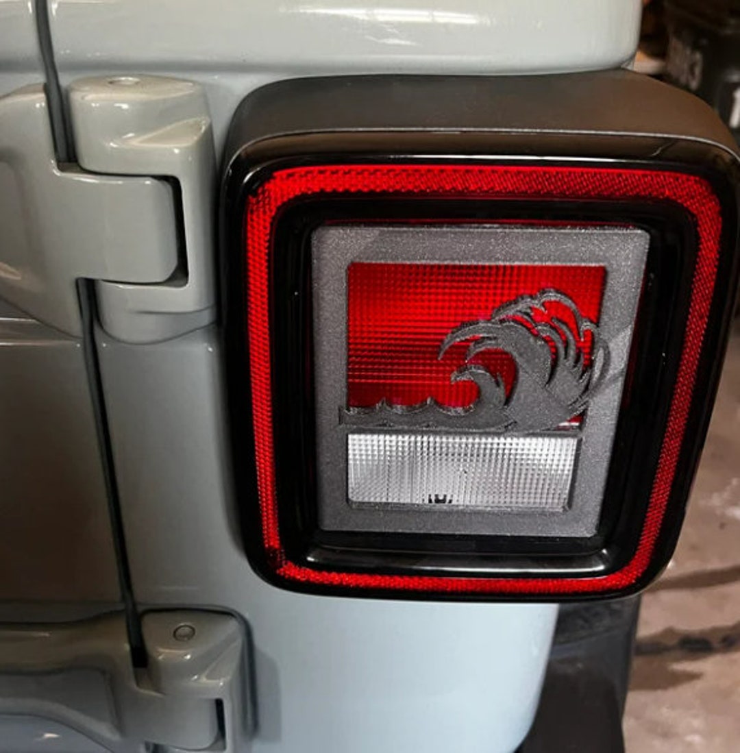 Cute Waves in 3D Black for Jeep Jk/jku/jl Rear Tail Light Covers (2019 ...