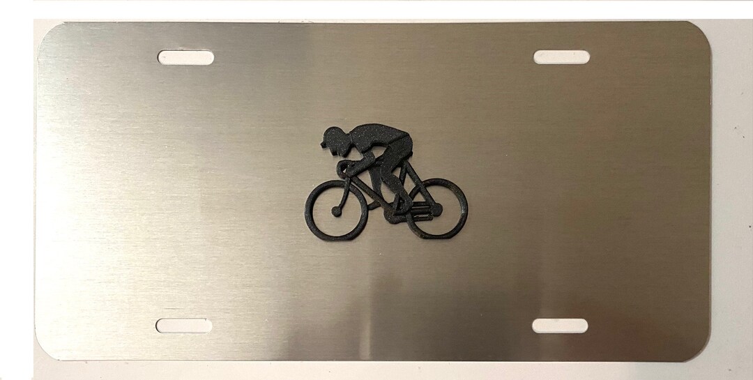 Cyclist Biker in 3D - Grey With Black Automotive License Plate Insert ...
