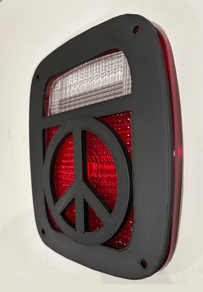 Peace Logo in 3D - Black Tail Light Covers for Jeep Wranger CJ YJ TJ ...