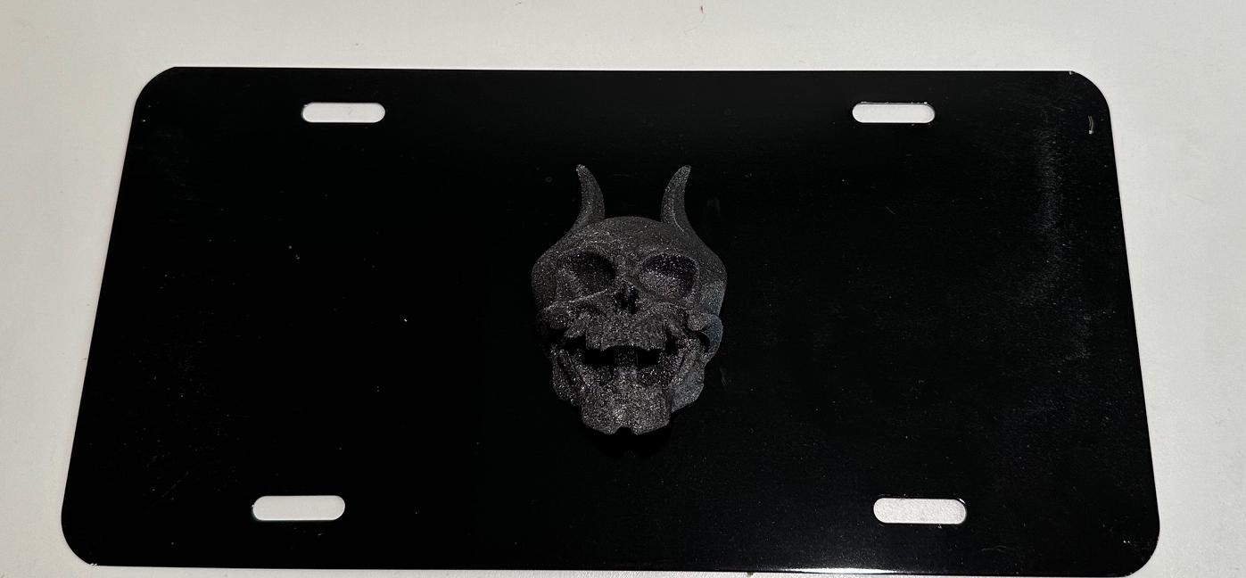 Oni Skull Head With Fangs in 3d - License Plate INSERT Black Automotive ...