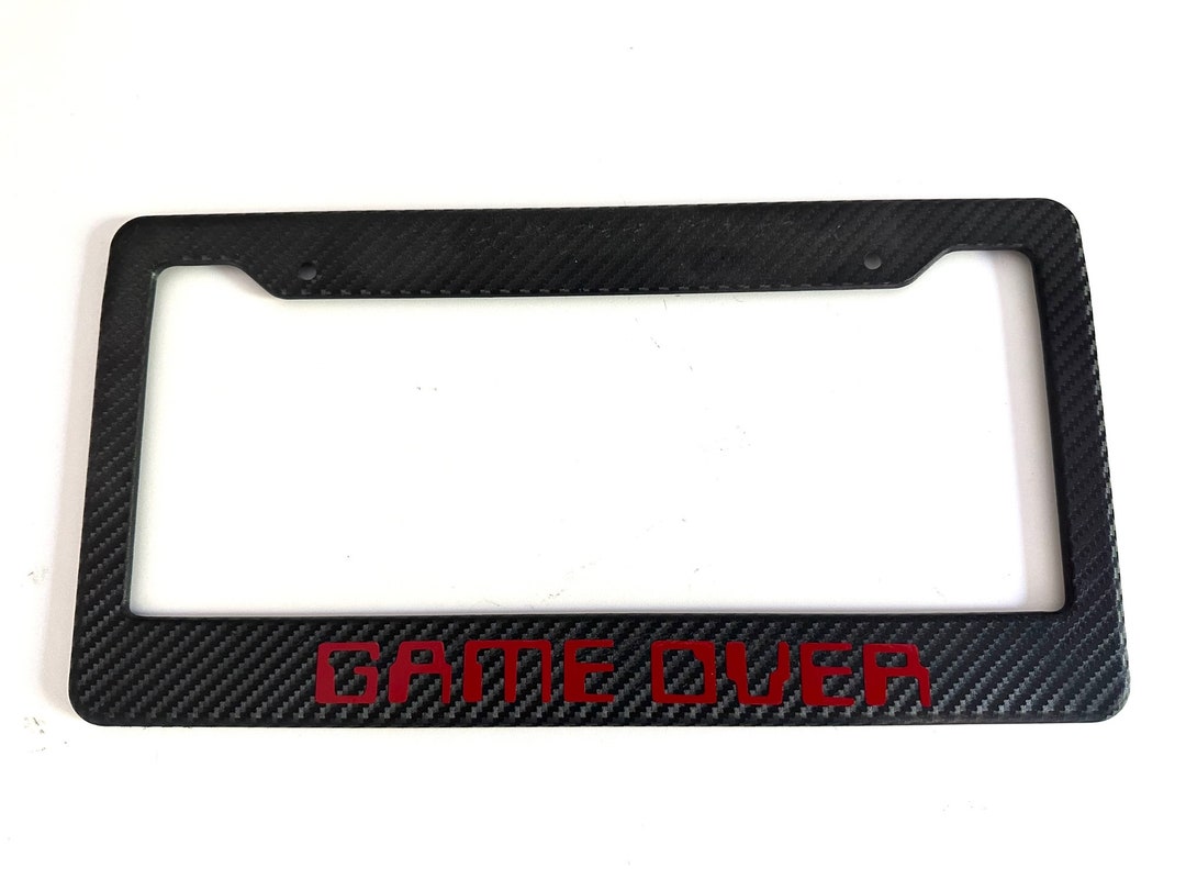 Game Over 8bit in Carbon Fiber With RED Automotive License Plate Frame ...