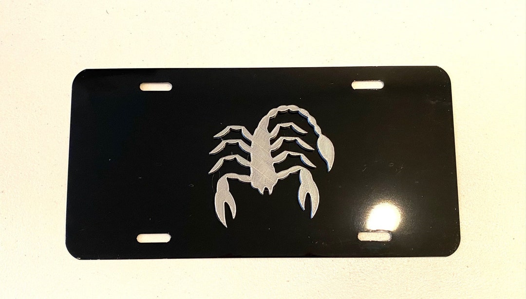 Scorpion Figure in 3D Version - License Plate INSERT Black W ...