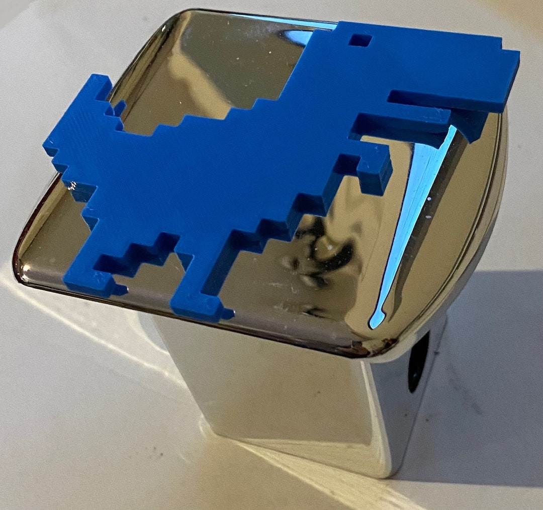Tyrannosaurus REX T-rex 8bit in 3d - Chrome With Blue - 2 Inch Trailer ...