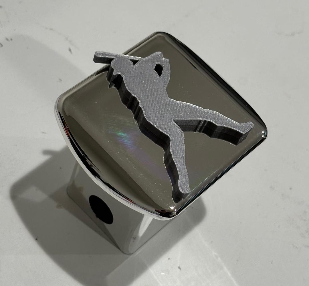 Lefty Batter Baseball Hitter in 3D - 2 Inch Trail Hitch Cover Chrome ...