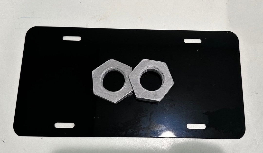 Dual Bolts Nuts - in 3d- Automotive License Plate INSERT BLACK With ...