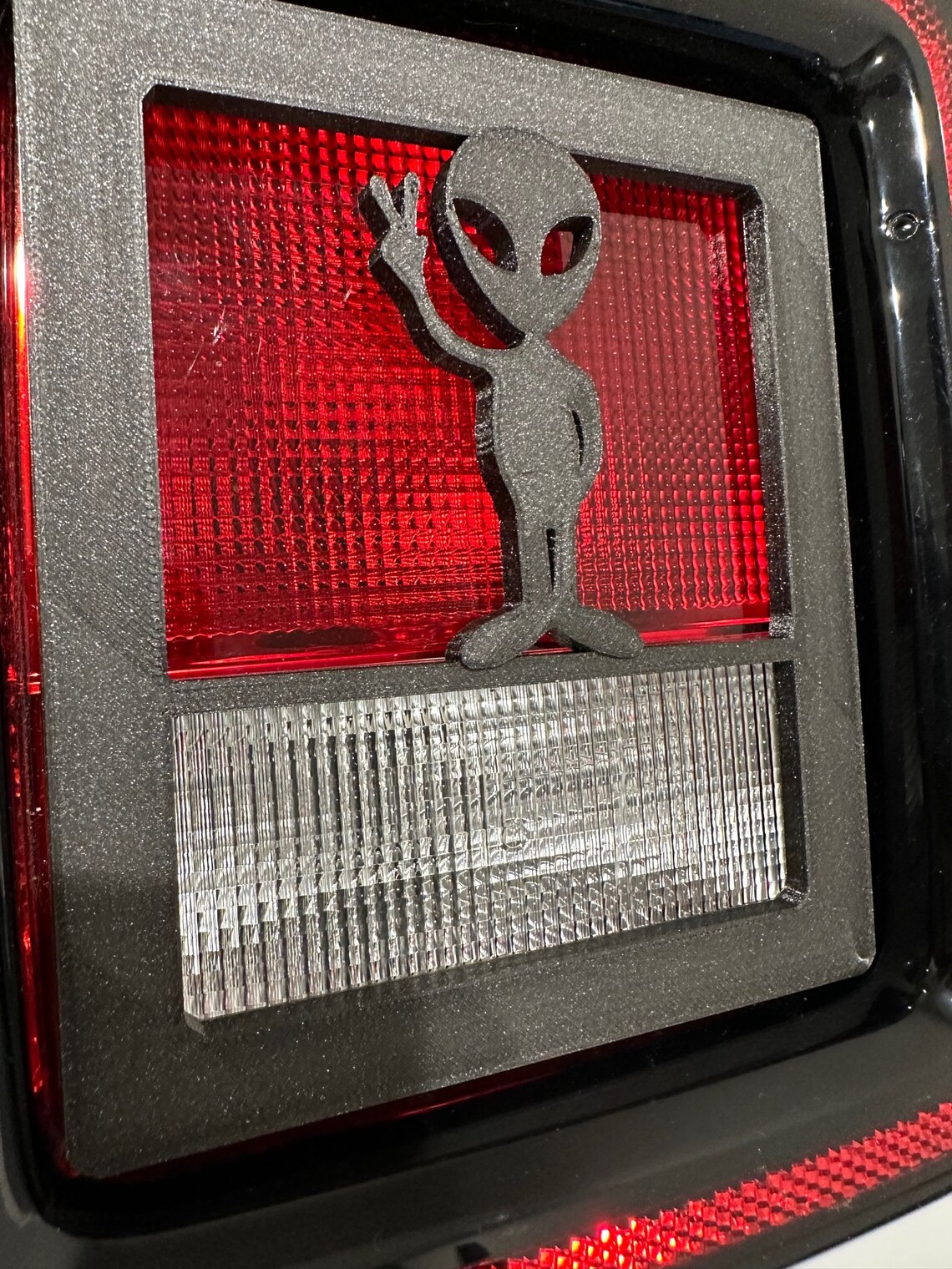 Alien Martian Peace Sign in 3D - Black for Jeep Wrangler JK/JKU/JL Rear ...