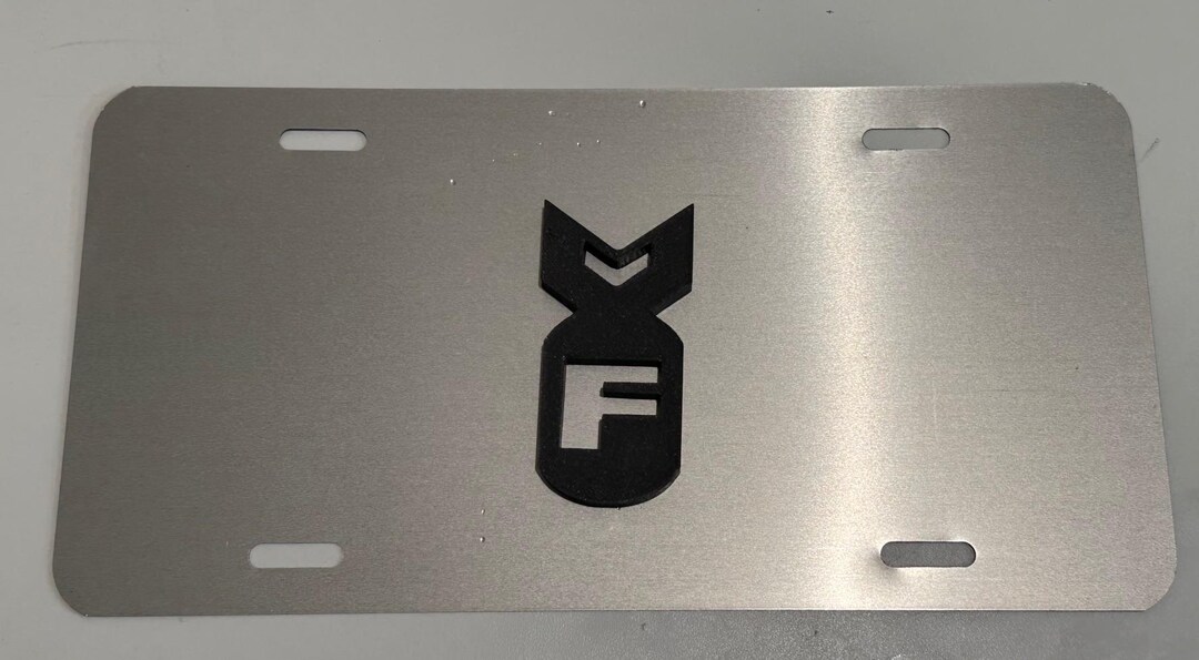 Fbomb Missile Image in 3D- License Plate INSERT Grey With Black ...