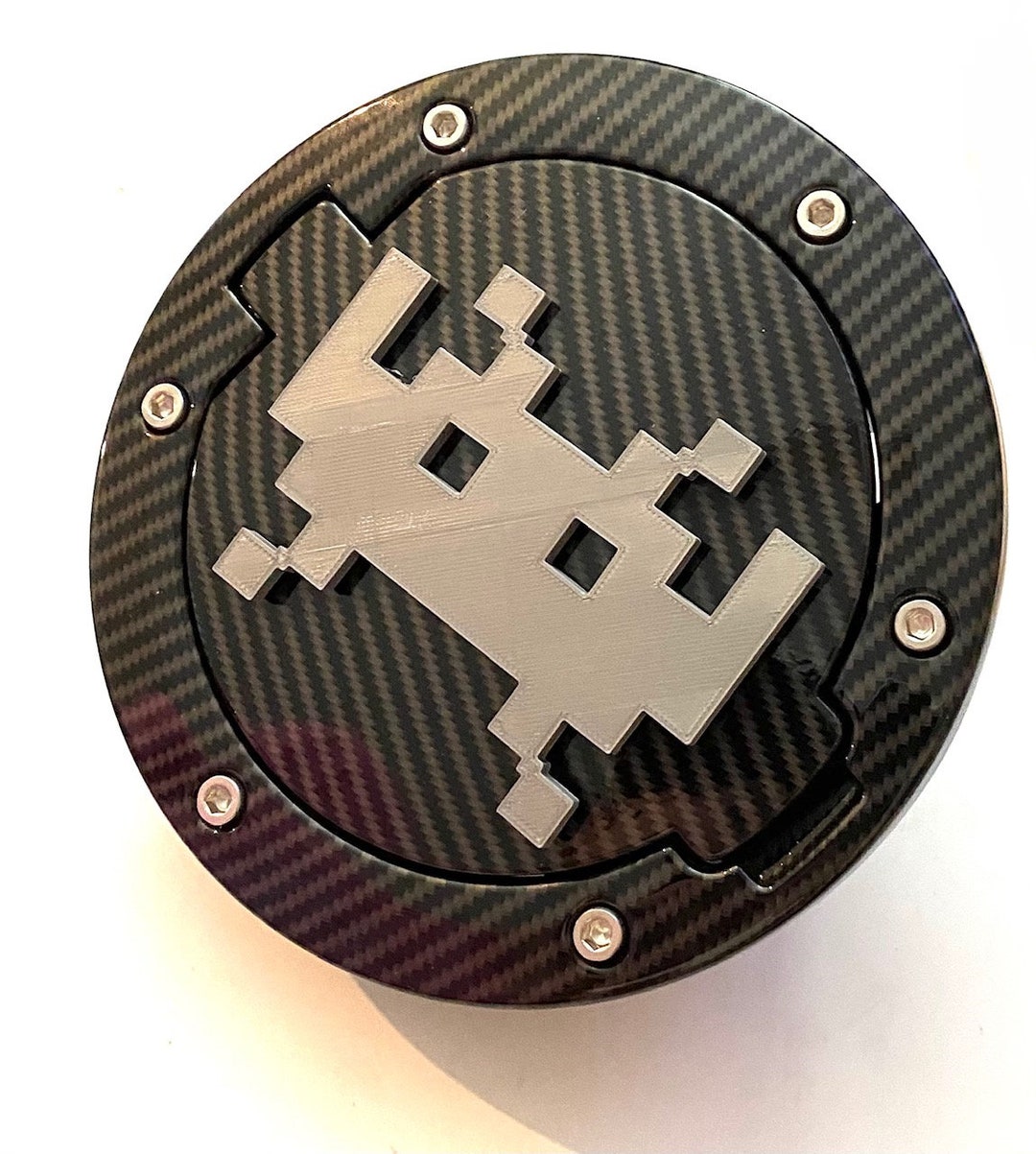 Space Invaders 8 Bit in 3D CARBON Fiber W Grey for Jeep JK/JKU Flag Gas ...