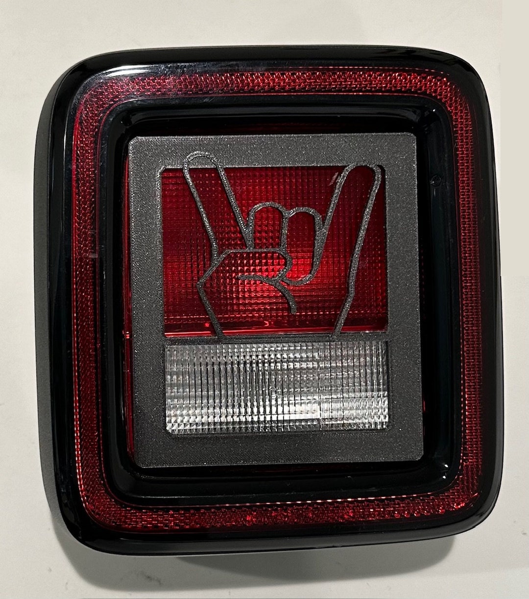 Rock Out Hand Symbol in 3d Black for Jeep Wrangler JK/JKU/JL Rear Tail ...