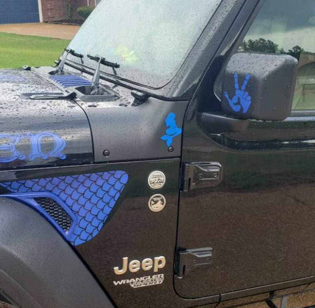 Mermaid in 3d Black W Grey for Jeep JL JLU & Jeep Gladiator JT 2/4 Door ...