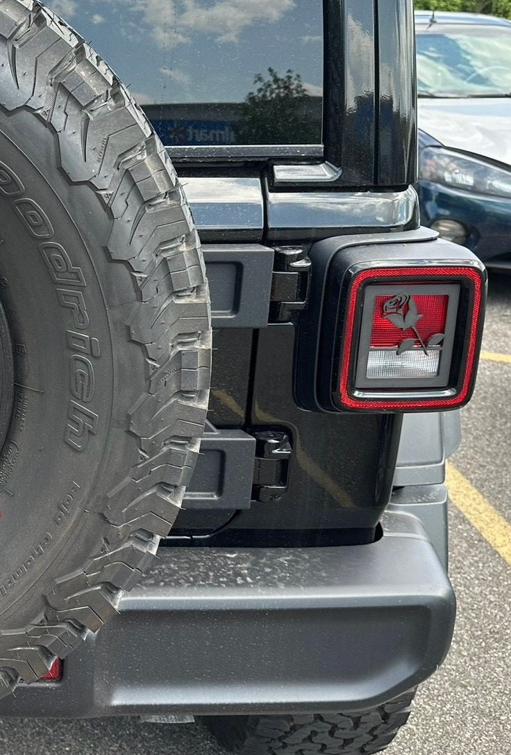 Flower Rose in 3d Black for Jeep Wrangler JK/JKU/JL Rear Tail Light ...