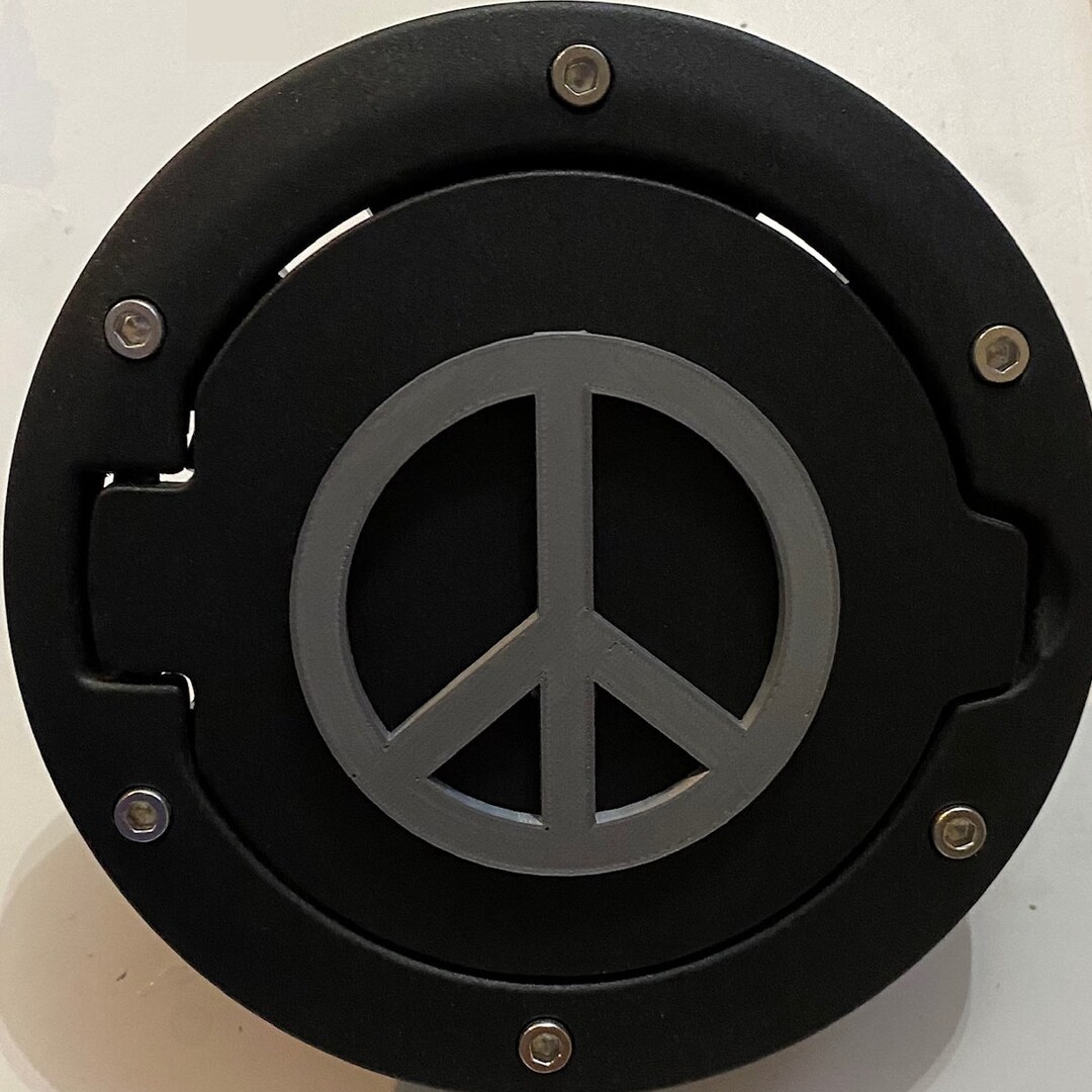 Peace Symbol in 3D - Black With Grey for Jeep JK/JKU Flag Gas Cap Cover ...