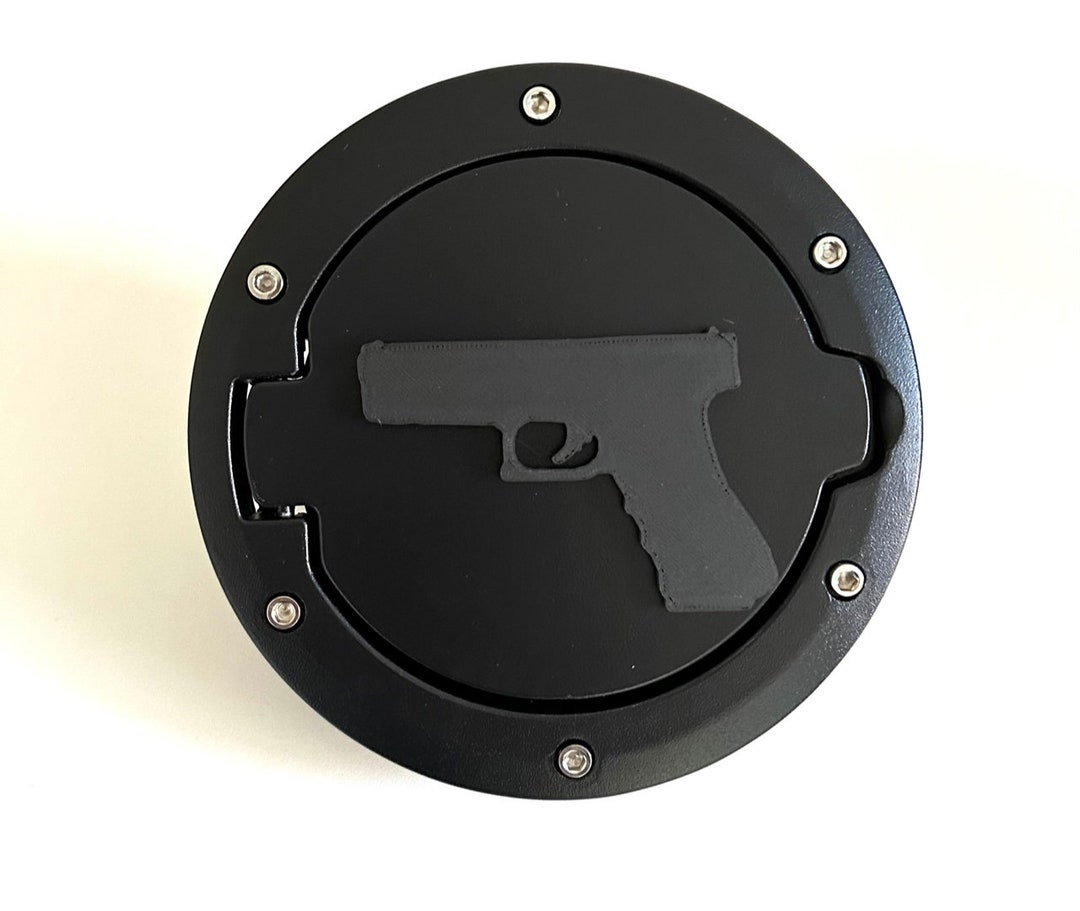 9mm Gun Silhouette Art in 3D - Black With Blk for Jeep JK/JKU Flag Gas ...