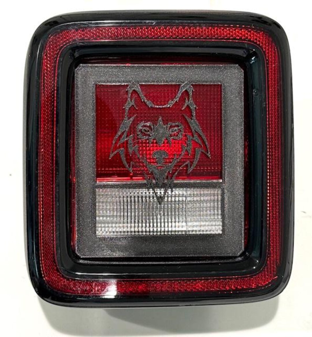 Full Wolf Head in 3D - Black for Jeep Wrangler JK/JKU/JL Rear Tail ...