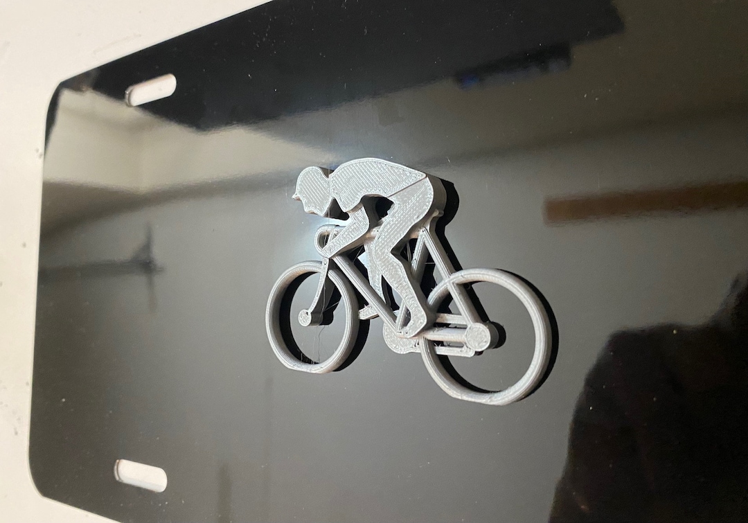 Cyclist Biker in 3D - Automotive License Plate INSERT BLACK With Grey ...