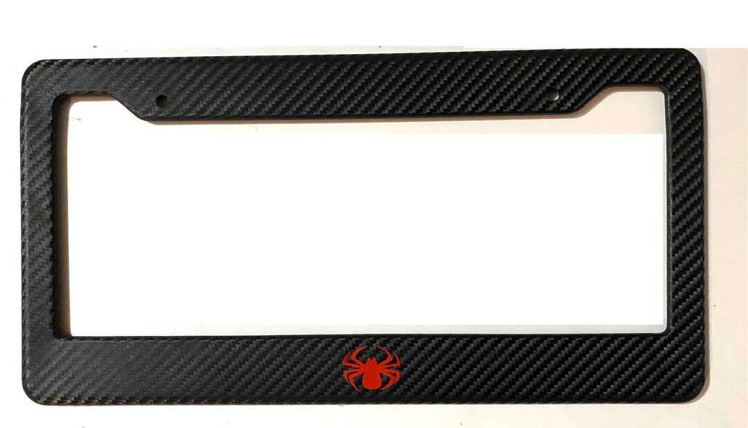 Round Super Hero Spider - Carbon Fiber With RED - Automotive License ...