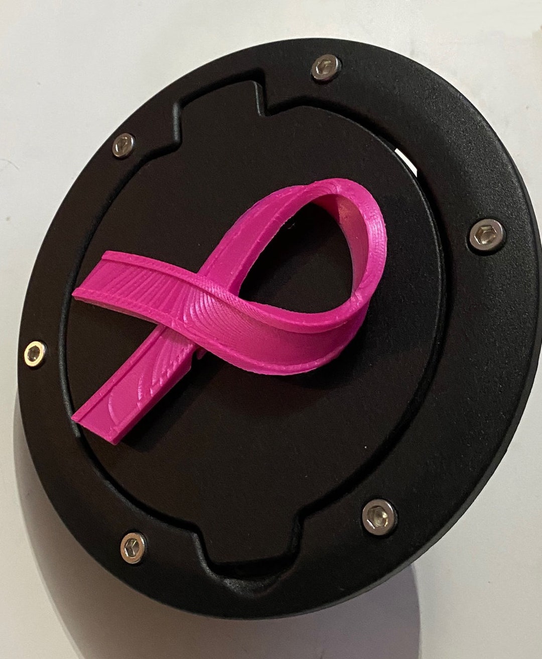 Pink Ribbon in 3D Black W Pink for Jeep JK/JKU Flag Gas Cap Cover ...
