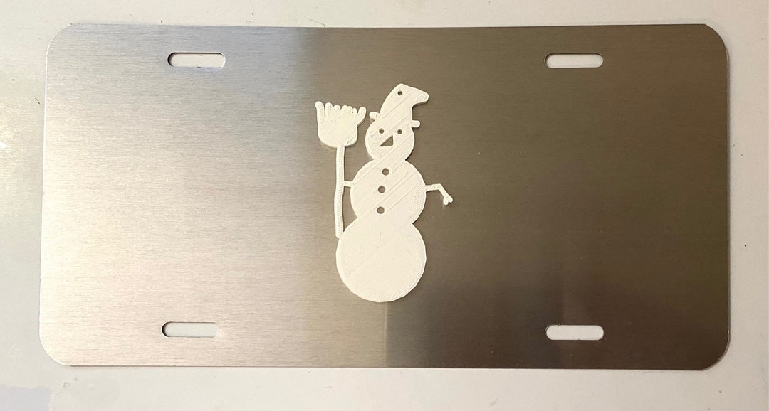 Snowman in 3D Version - Unique - Automotive License Plate INSERT Grey ...
