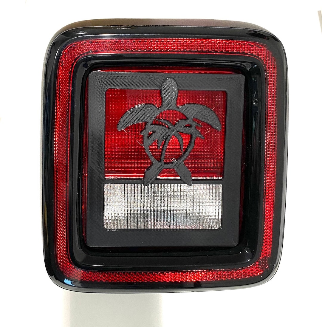 Honu Turtle W Palm Tree in 3D - Black for Jeep Wrangler JK/JKU/JL Rear ...